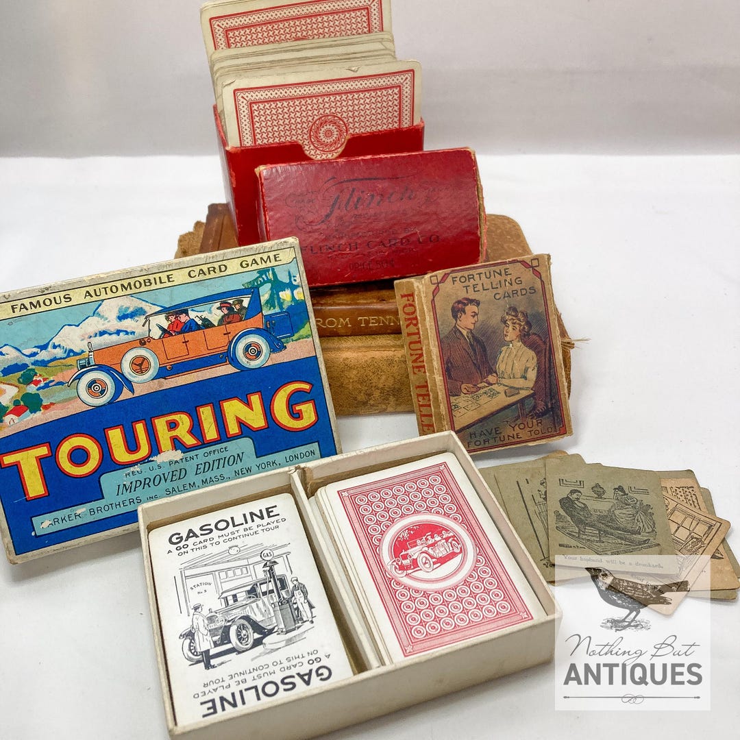 Antique Edwardian Card Games, Flinch Gasoline & Fortune Teling Cards ...