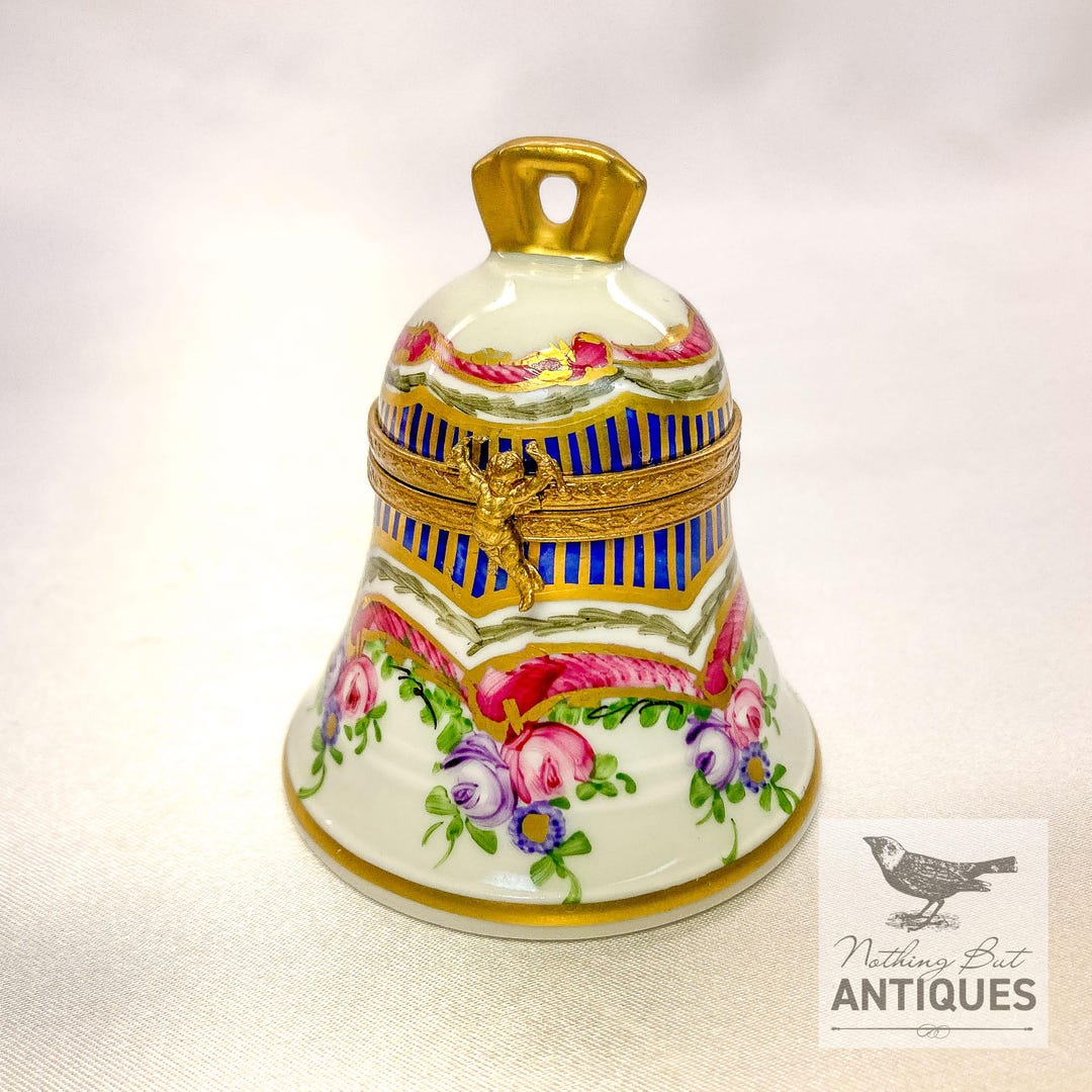 Vintage Limoges France French Bell Trinket Box, Hand Painted & Gilded ...