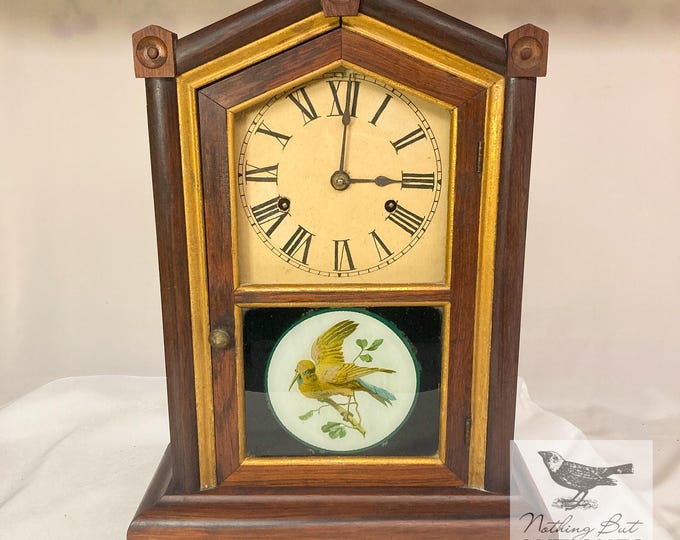 Antique Seth Thomas 8-day Cottage Style Reverse Painted Bird Mantle ...