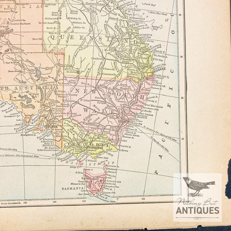 Antique Victorian Maps of AUSTRALIA & AFRICA, GENUINE Double-sided ...