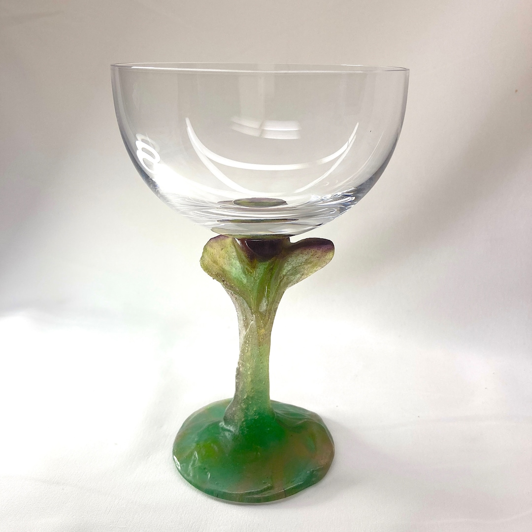 Daum France Crystal Champagne Glass Candy Dish Pâte De Verre Nature ...