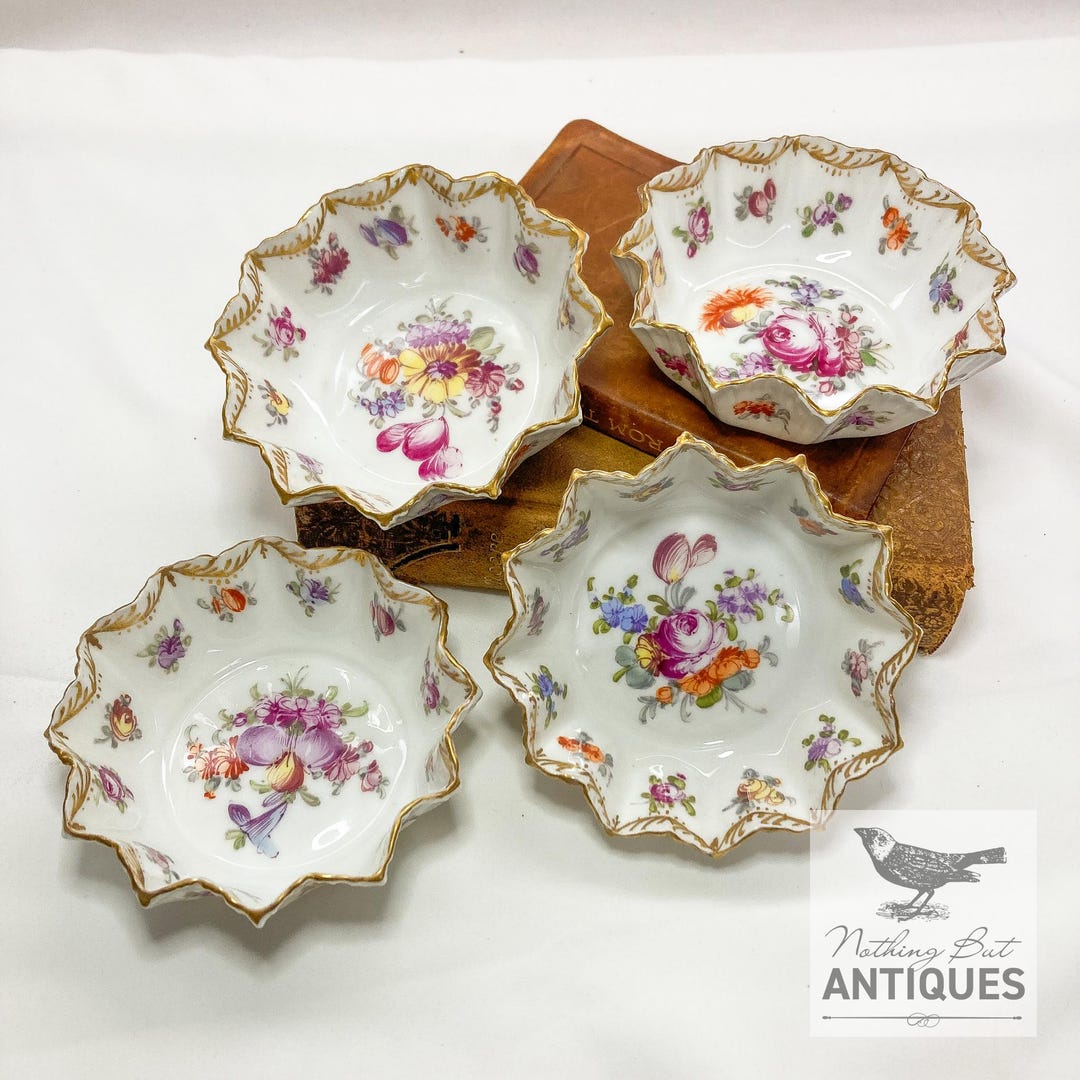 Antique Franziska Hirsch Fluted Dresden Hand Painted Floral Porcelain ...
