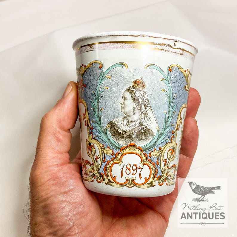 Antique Queen Victoria 1897 Jubilee RARE Enamelware Commemorative ...