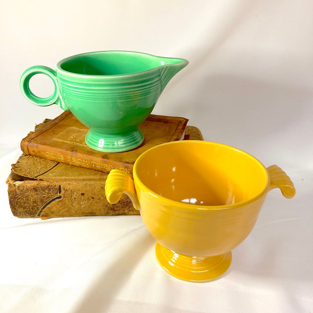 Antique Fiestaware Sugar and Creamer in Original Colors, Ca. 1930s ...