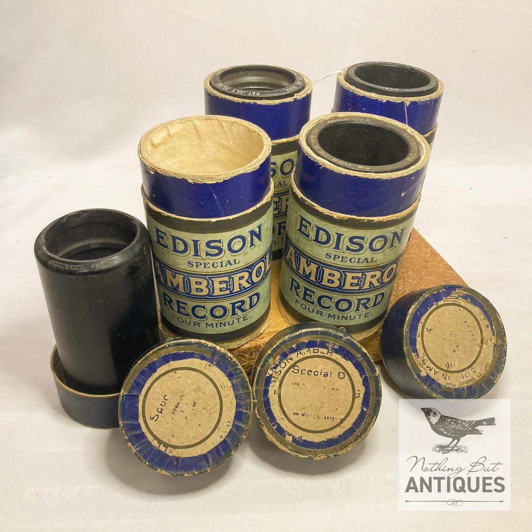 Antique Victorian Edison Cylinder Records, Gramaphone Cylinders With ...