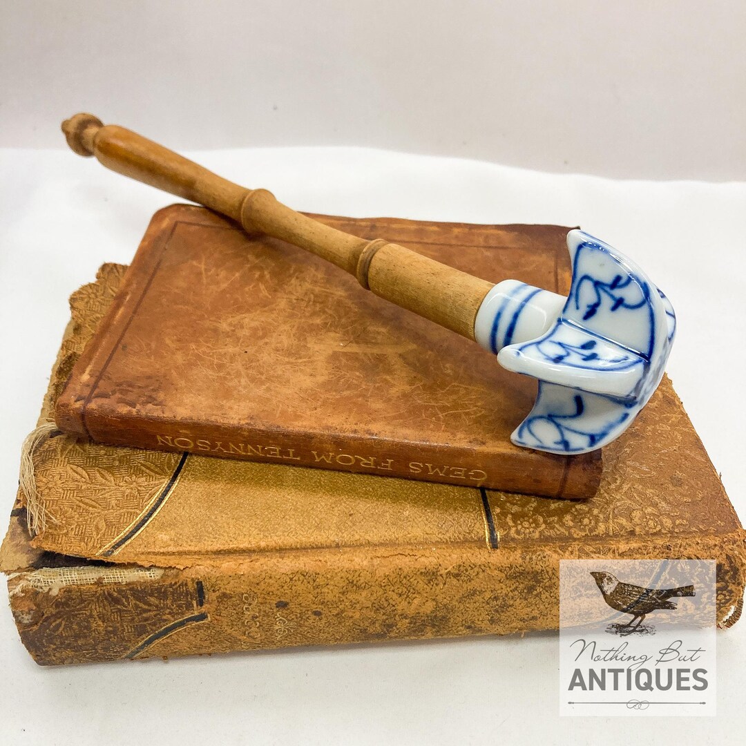 Antique German Blue Onion Porcelain Chocolate Whisk With Original Wood ...