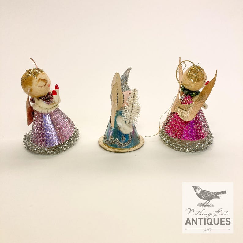 Vintage Christmas MCM Spun Cotton Angels, Tulle, Mesh, JAPAN Set of 5 ...