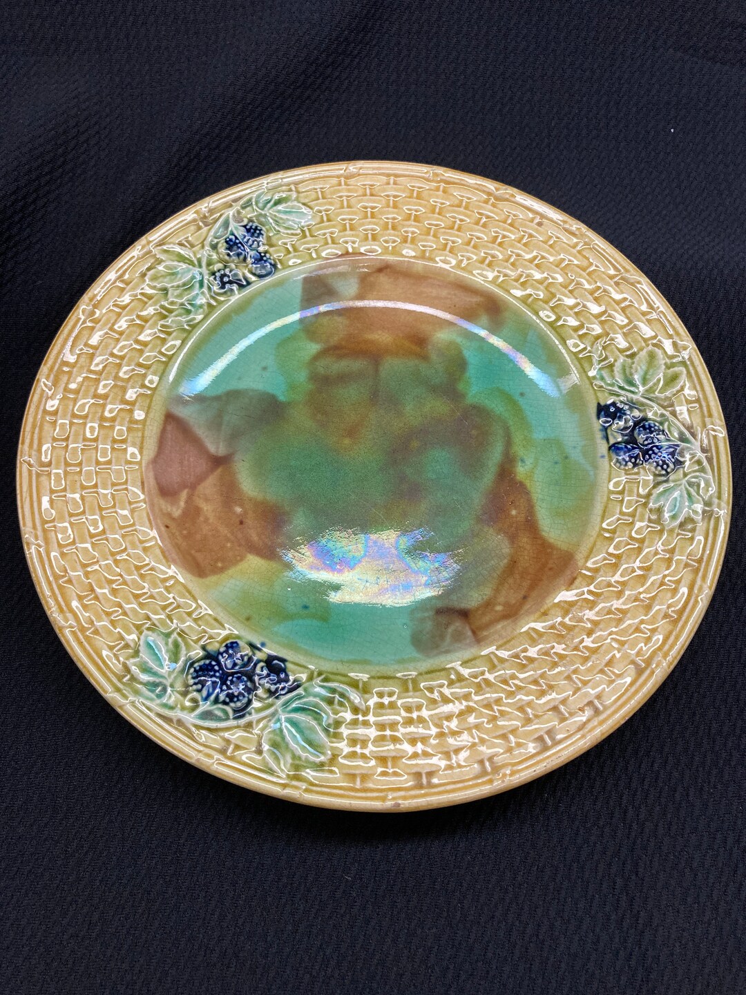 Antique Majolica Basket Weave Plate C. 1800s - Etsy
