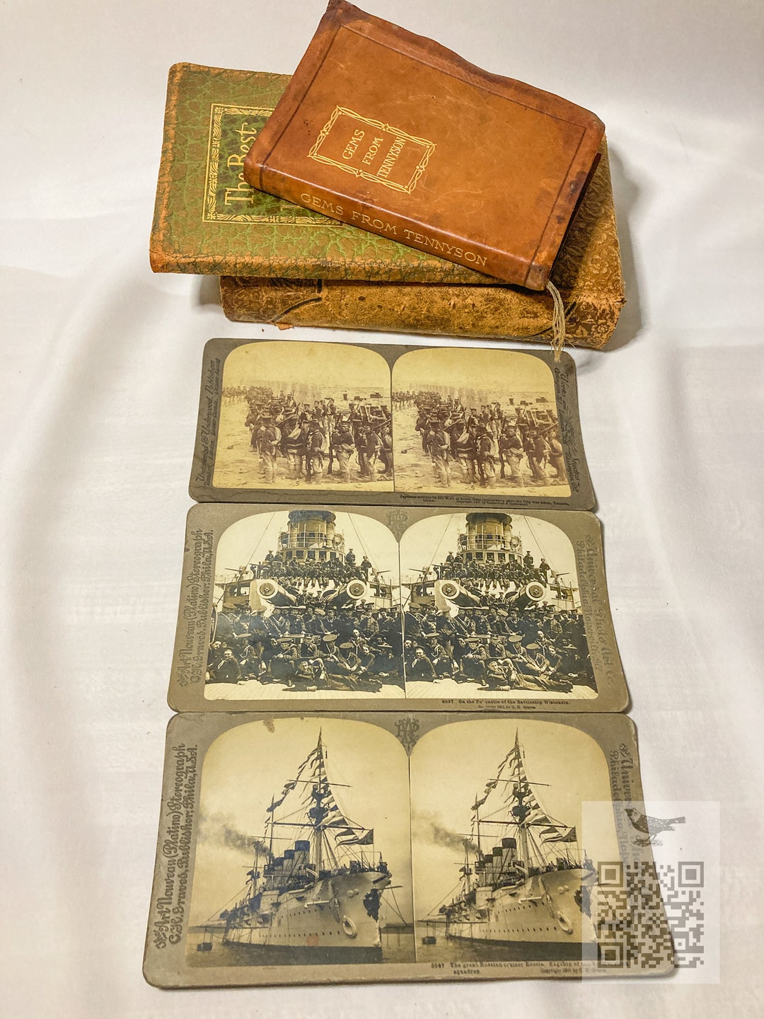 Antique Military Stereoscope Cards, Incl. USS Wisconsin, Russian ...