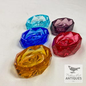 RARE Victorian Antique Cut Crystal Salt Dips Cellars, Multicolored Sold ...