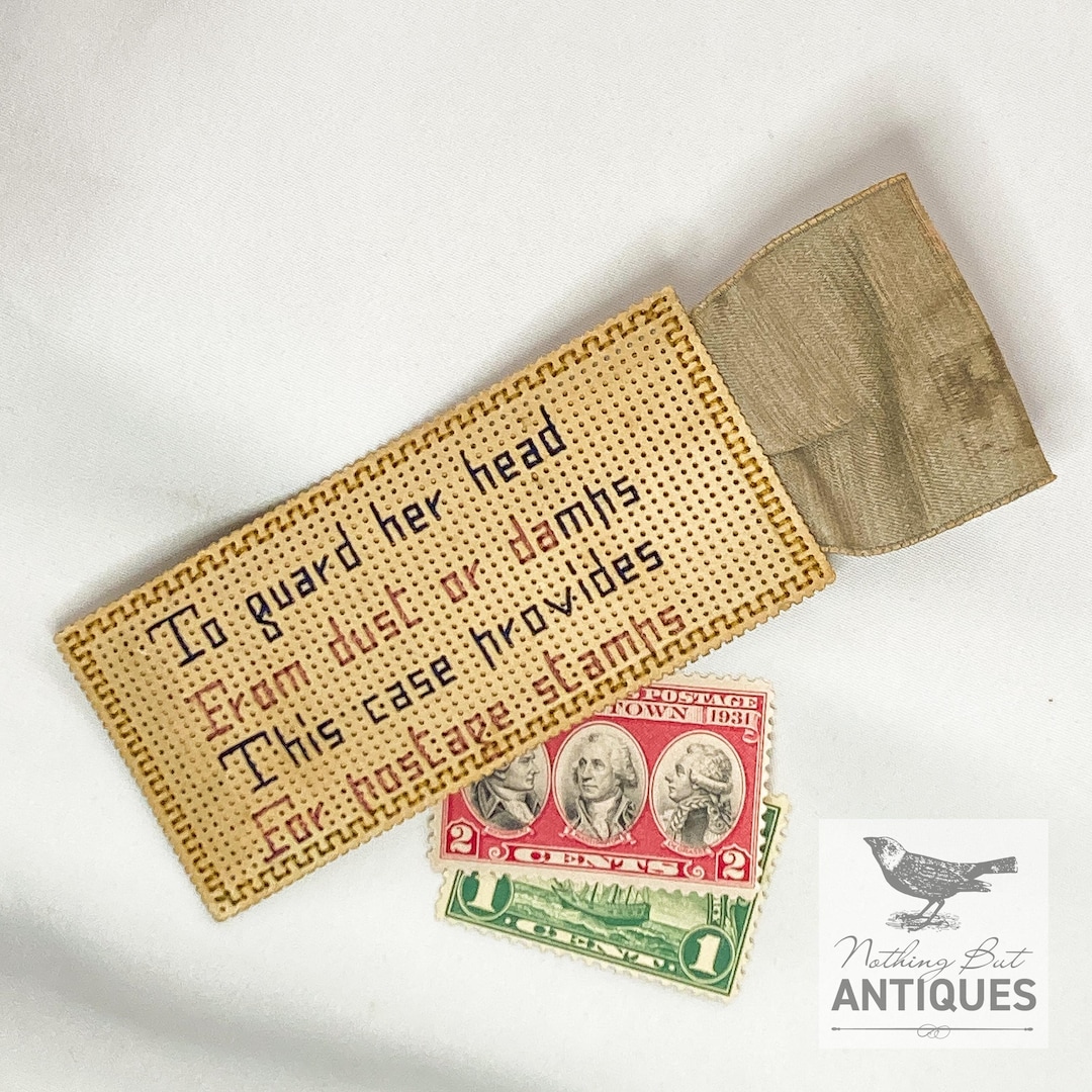 Antique Victorian English Postage Stamp Case, RARE Punched Paper ...
