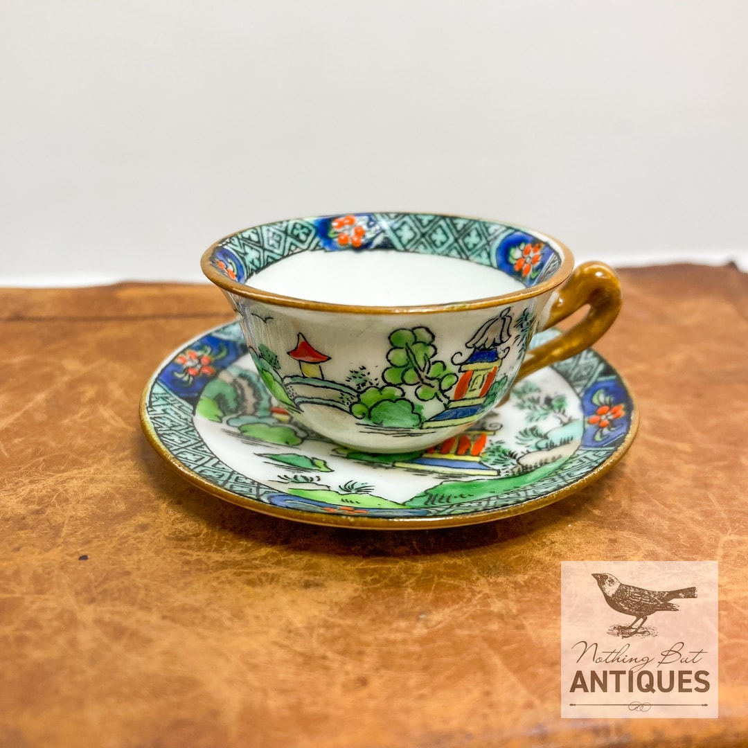 Vintage Crown Staffordshire Ye Olde Willow Asian Miniature Tea Cup and ...