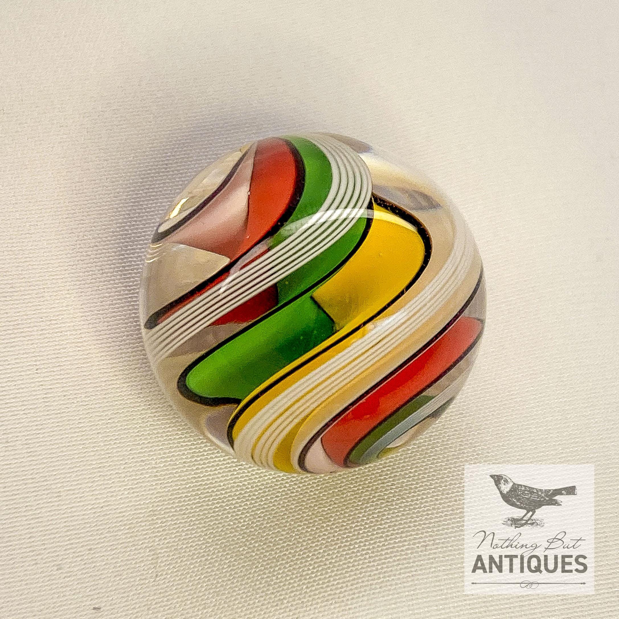 Vintage Contemporary Art Glass Marbles, Rainbow & Rainbow Ribbon, 24mm ...