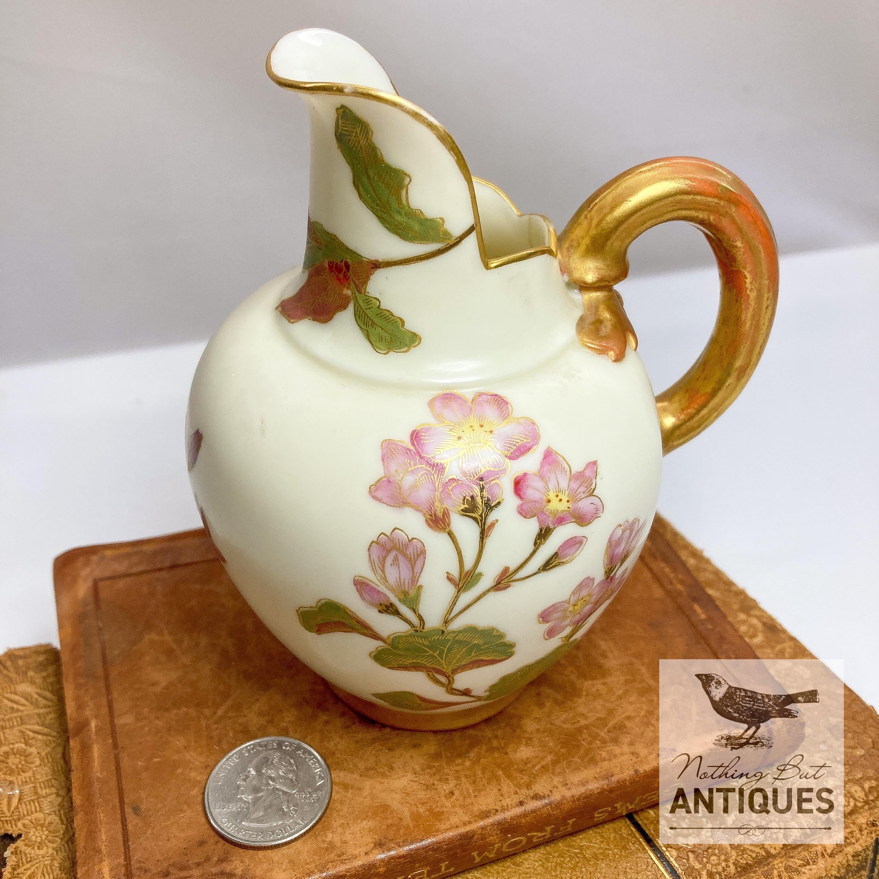 Antique Victorian Royal Worcester Flat Backed Hand Painted Gold Gilded ...
