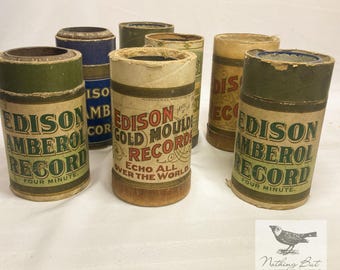 Antique Victorian Edison Cylinder Records, Gramaphone Cylinders With ...