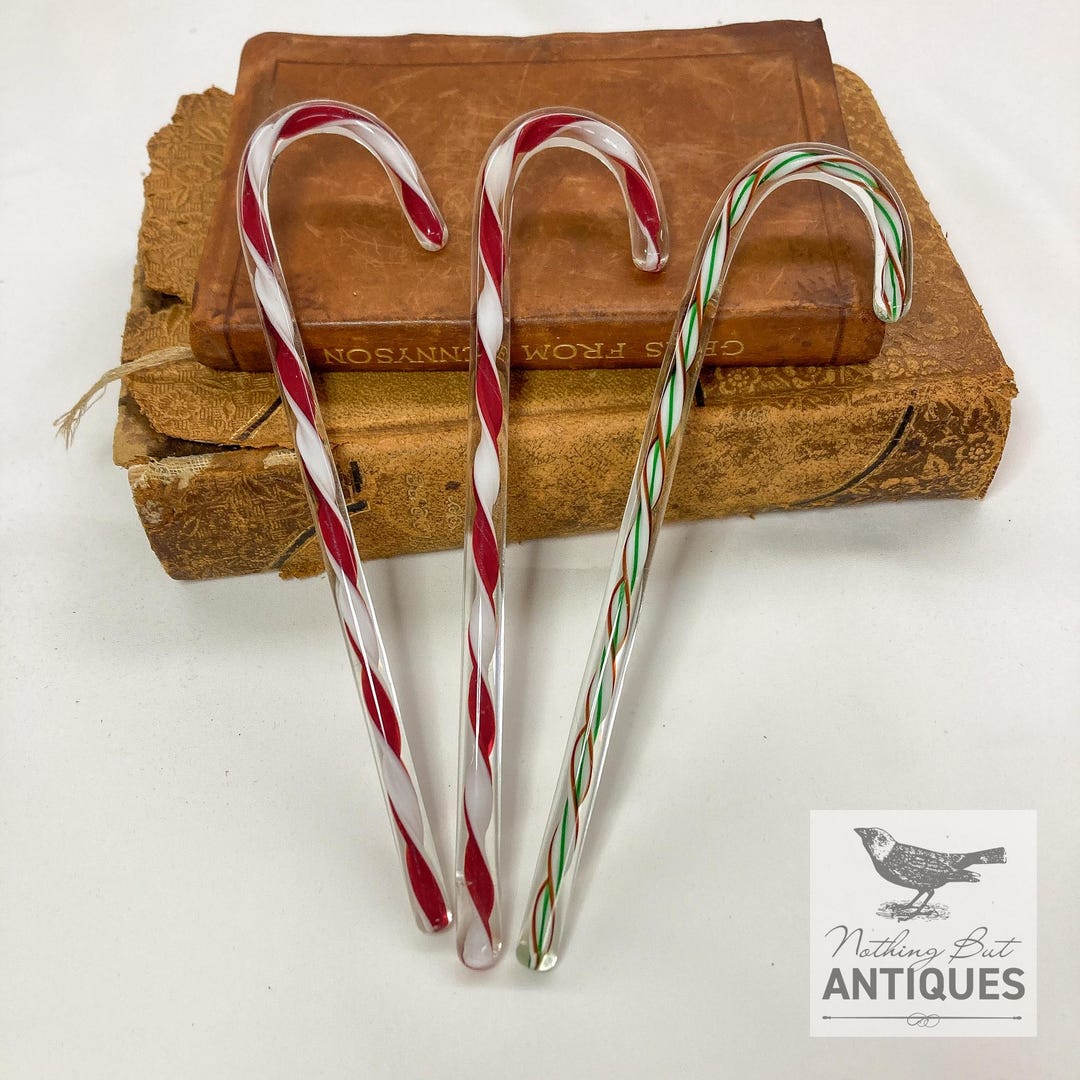 Vintage Christmas Handmade Glass Candy Canes, Set of 3, Ca. 1970s - Etsy