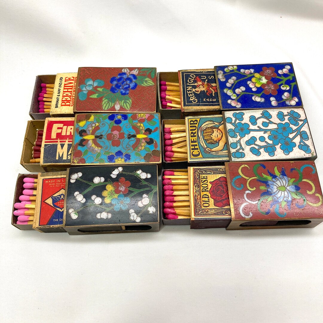Antique Match Safe Box Chinese Cloisonné Enameled With Vintage Antique ...