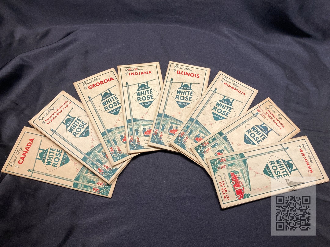 Rare Antique White Rose Road Travel Maps, From EN-AR-CO Dealers, Ca ...