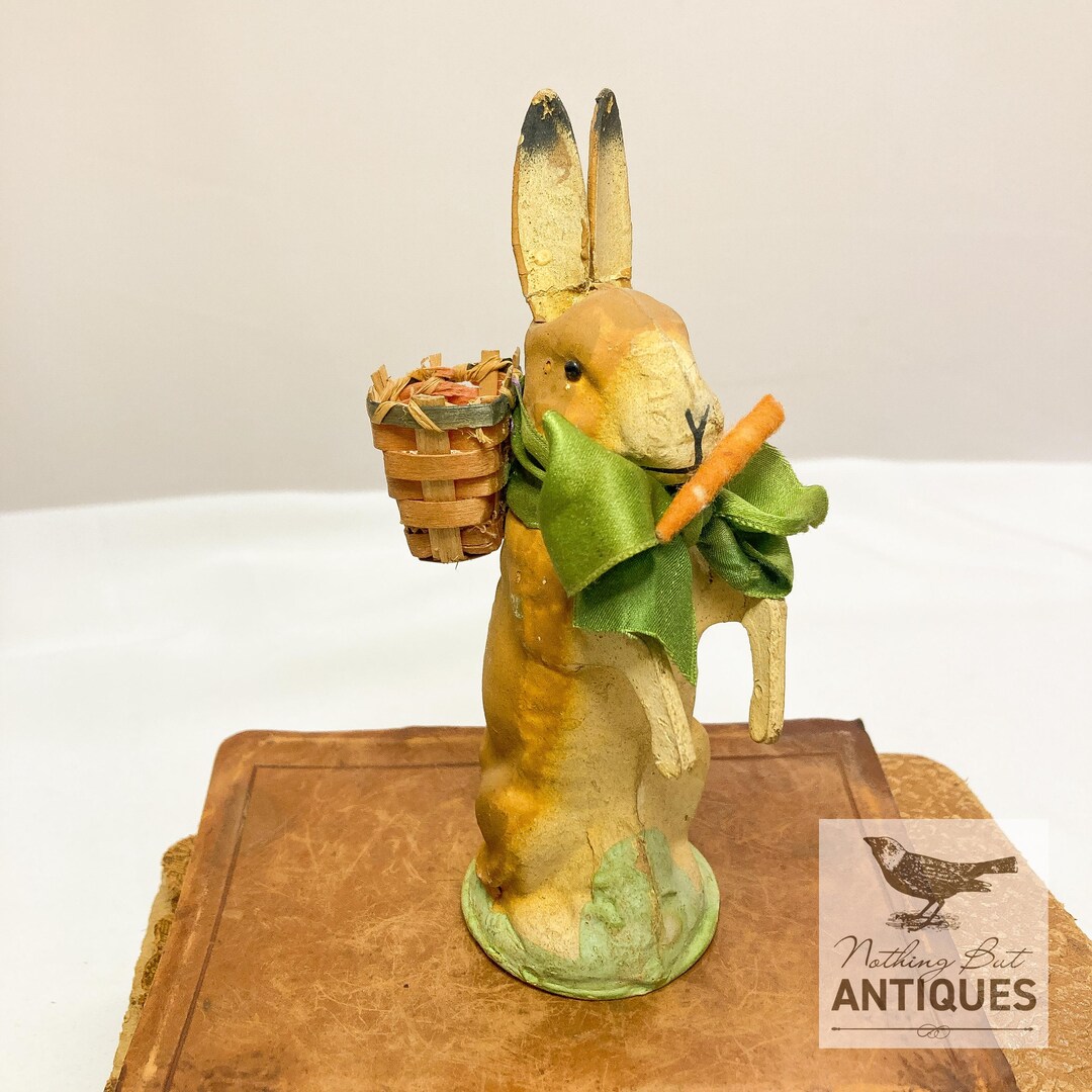 Antique Victorian Easter Bunny Paper Mache, Cardboard & Wood Candy ...
