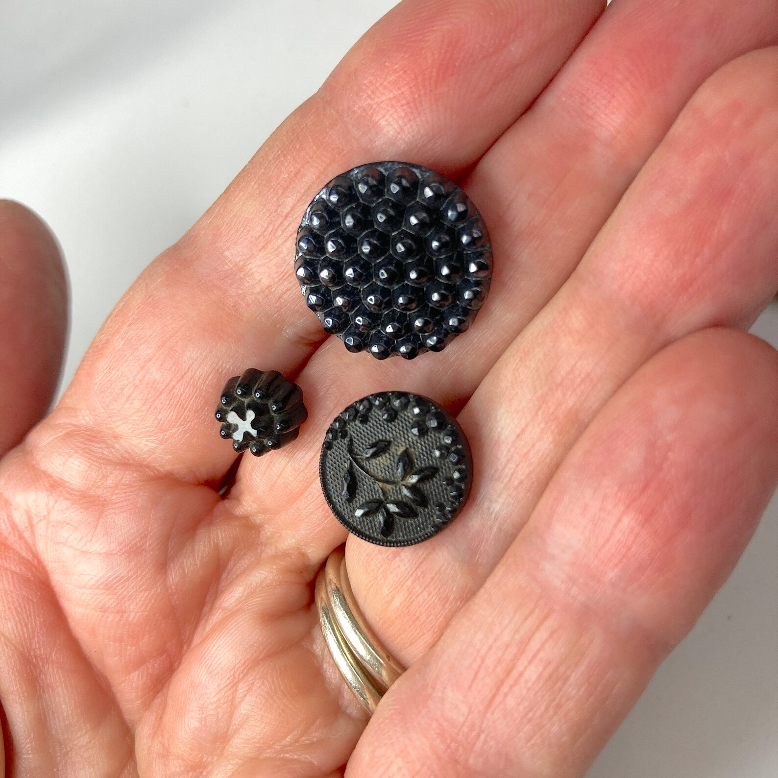 Victorian Antique Mourning French Black Jet Buttons, Set of 9, Ca ...