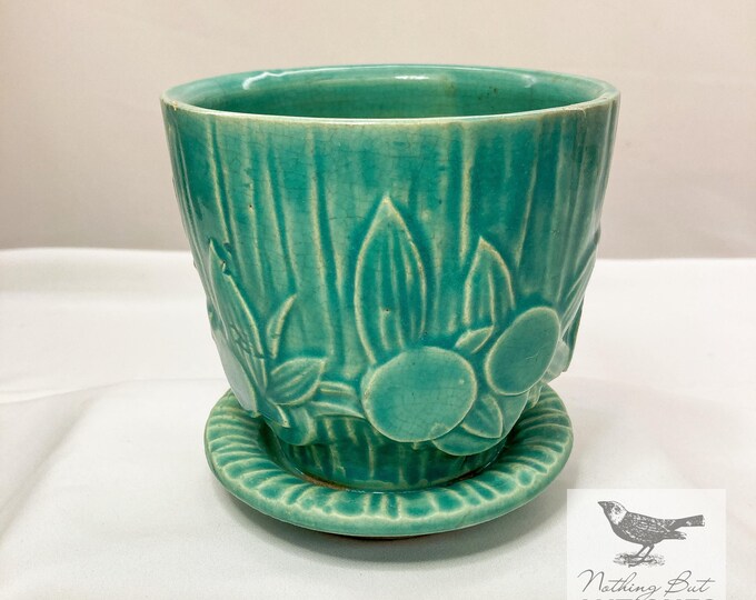 Vintage Mccoy Pottery MCM Jardiniere Pot Planter, Turquoise Sand Dollar ...