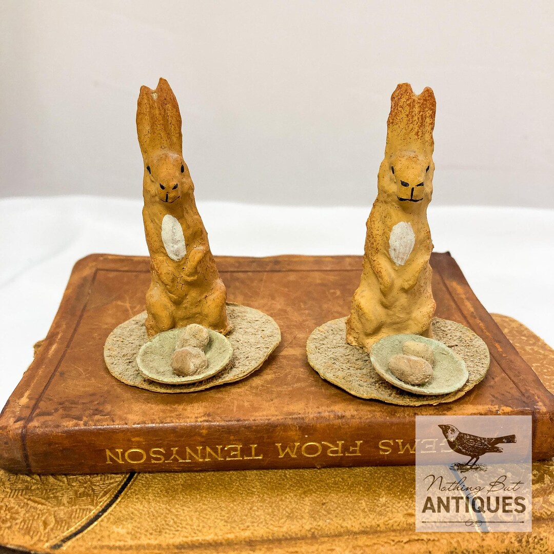 RARE Antique Miniature Paper Mache Easter Bunnies, German, Sold ...