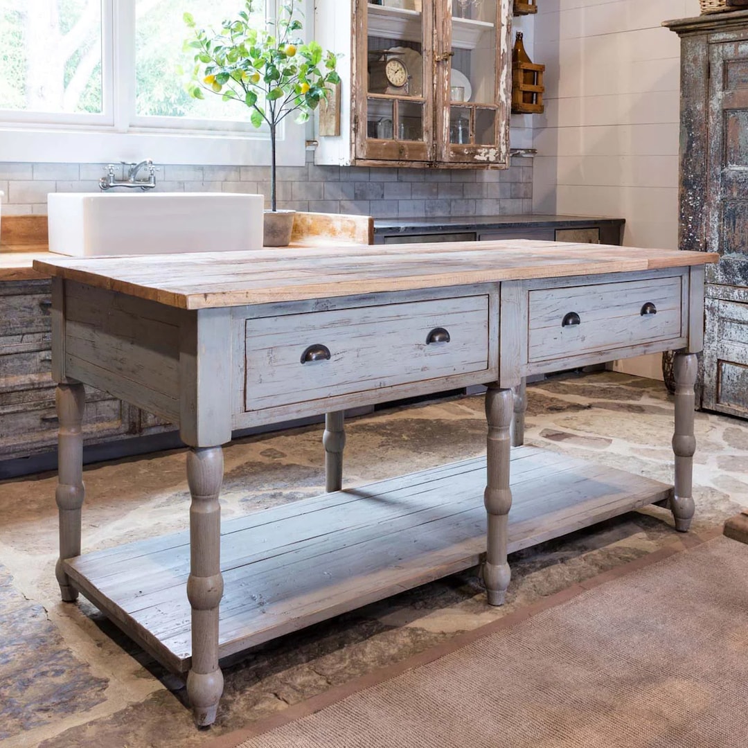 Solid Wood Kitchen Island Kitchen Island Wooden Island - Etsy