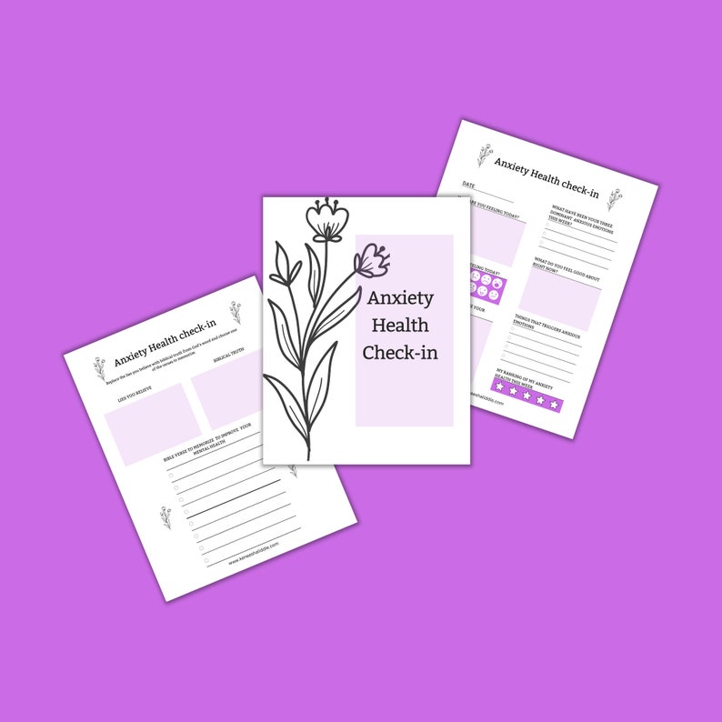 Anxiety Health Check-in, Biblical Anxiety Check-in, Anxiety Worksheet ...