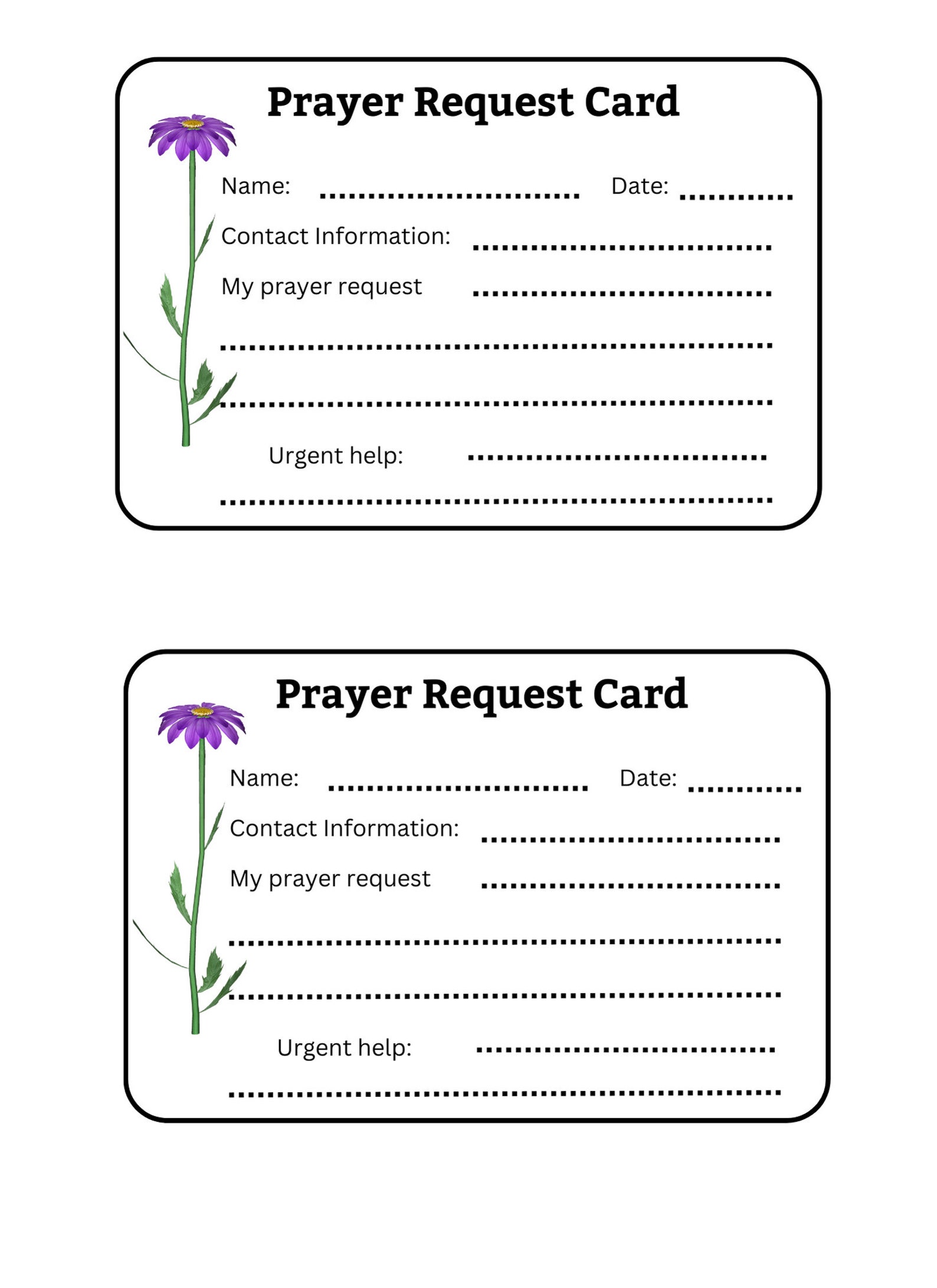 Prayer Request Card, Church Prayer Request, Color Prayer Request ...