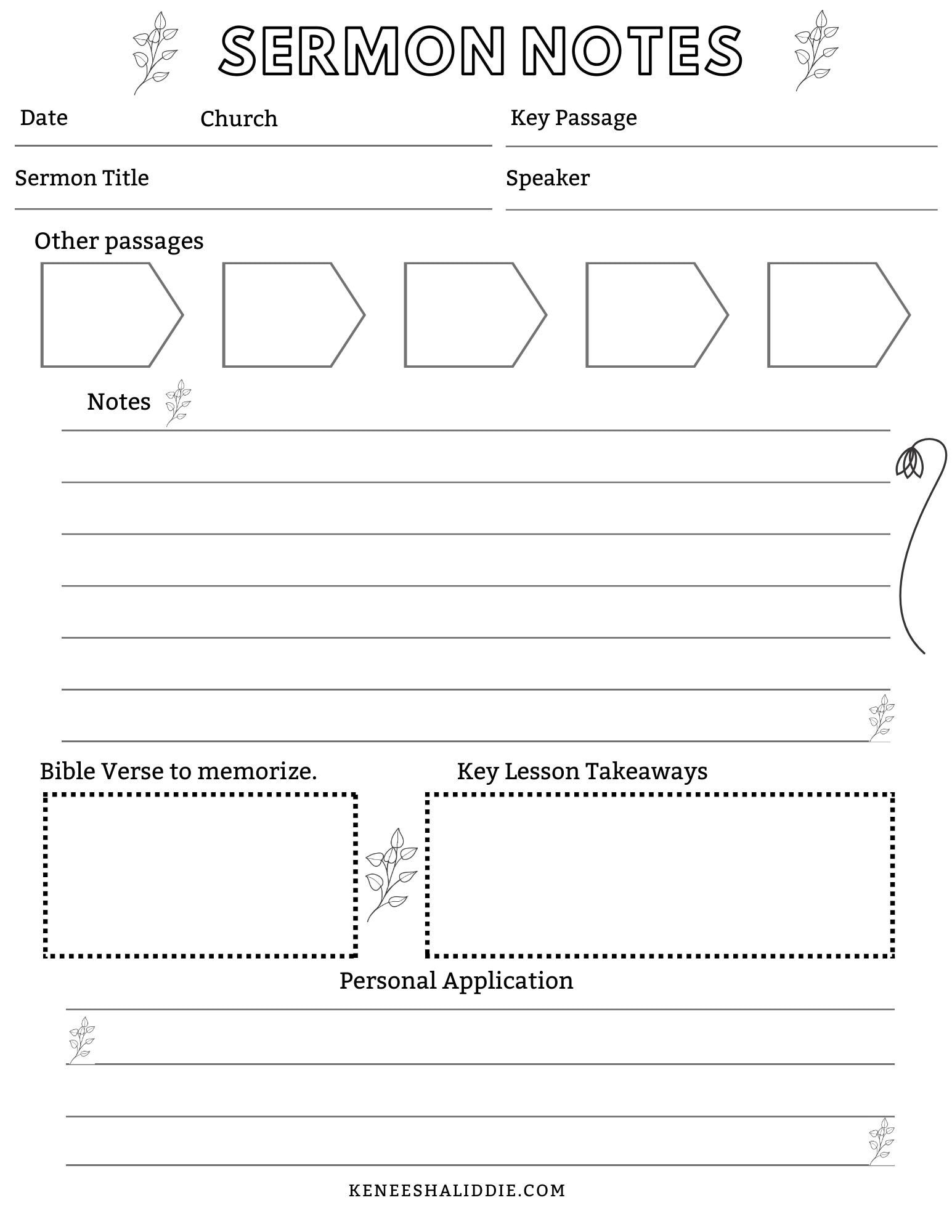 Sermon Notes Printable, Church Notes, Sermon Note Page, Sermon Note ...