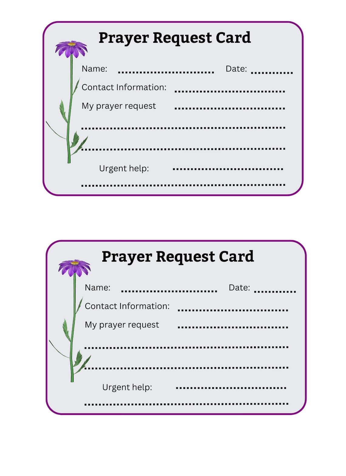 Prayer Request Card, Church Prayer Request, Color Prayer Request ...