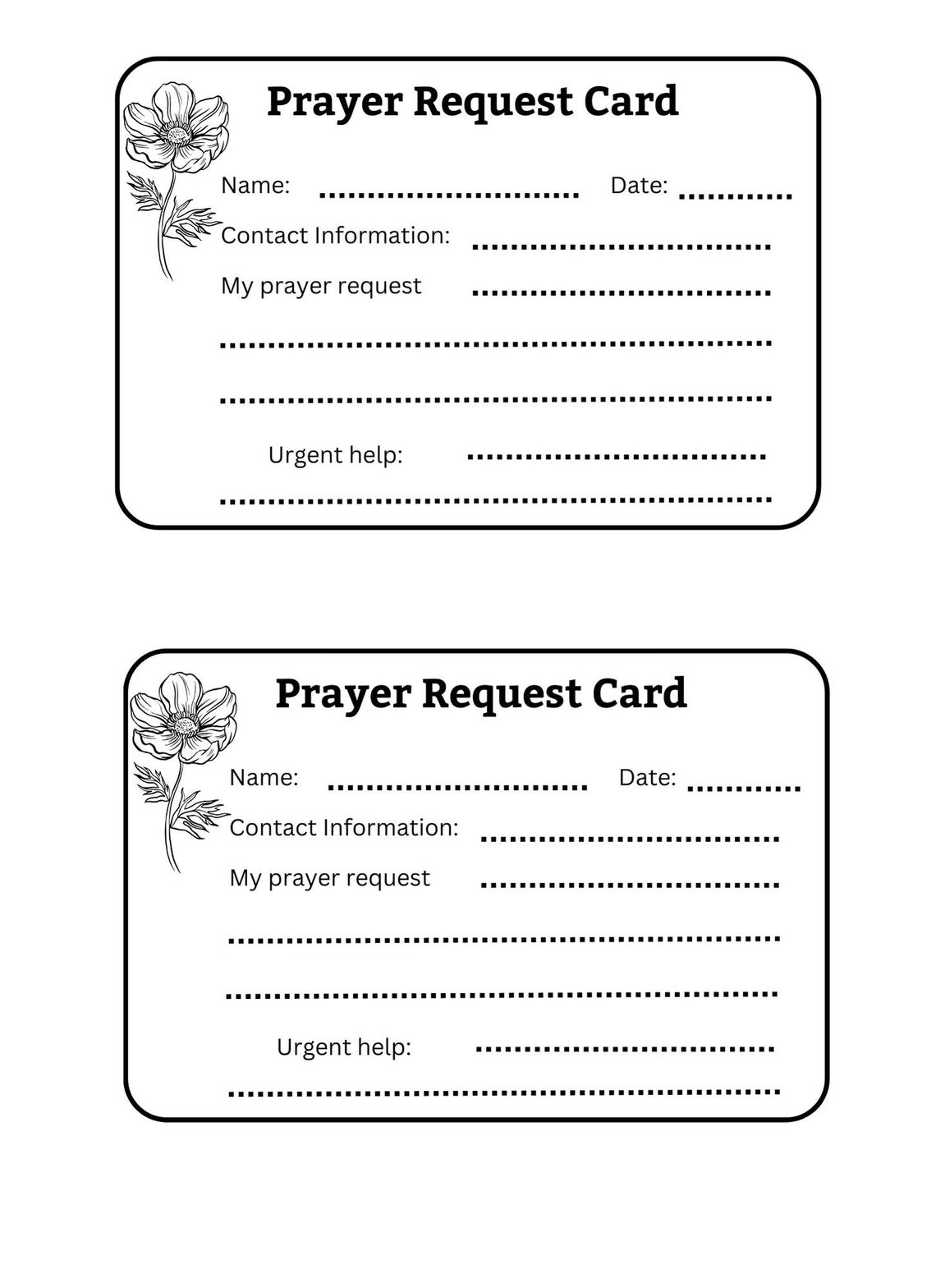 Prayer Request Card, Church Prayer Request, Color Prayer Request ...