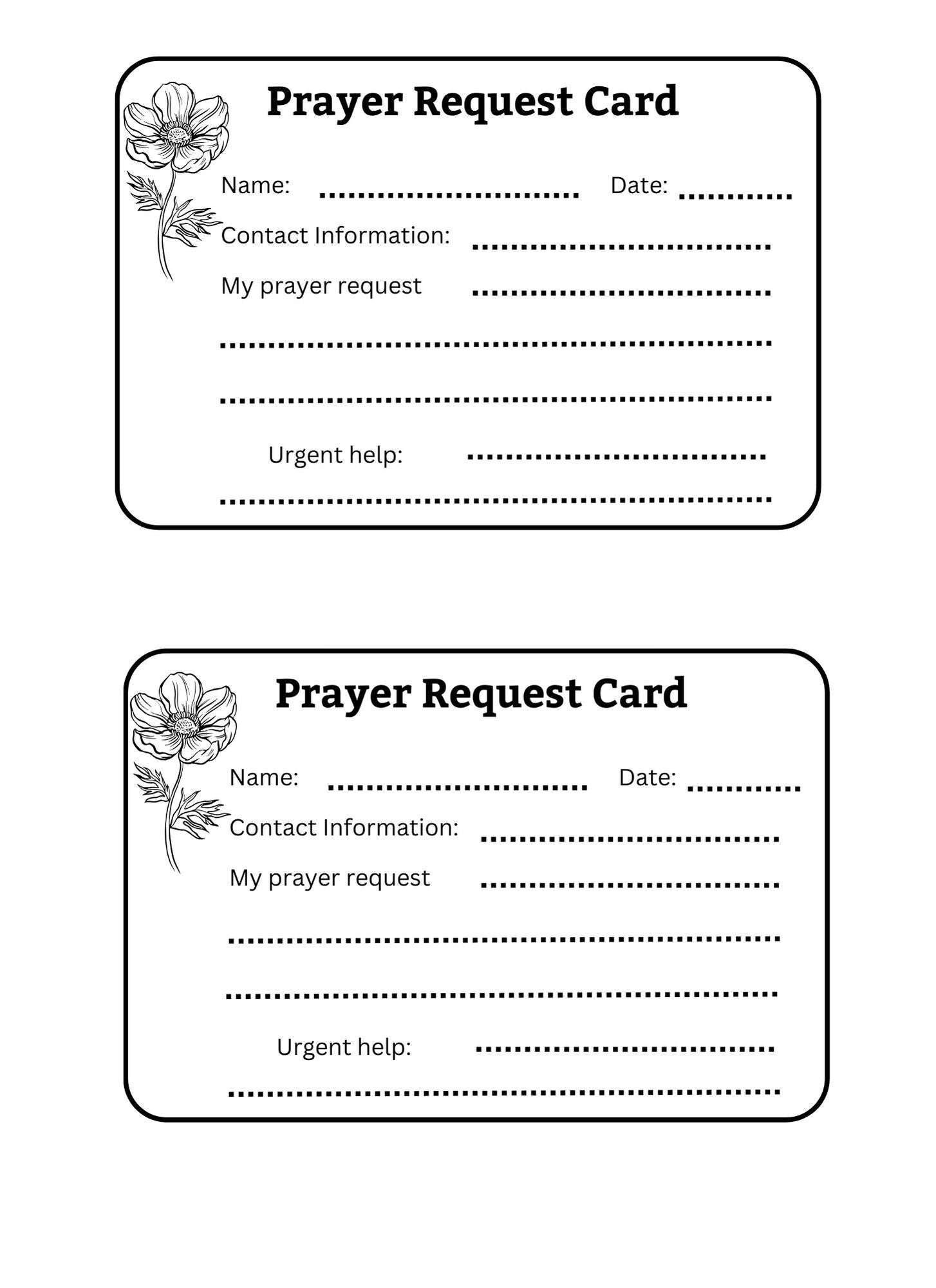 Prayer Request Card, Church Prayer Request, Color Prayer Request ...