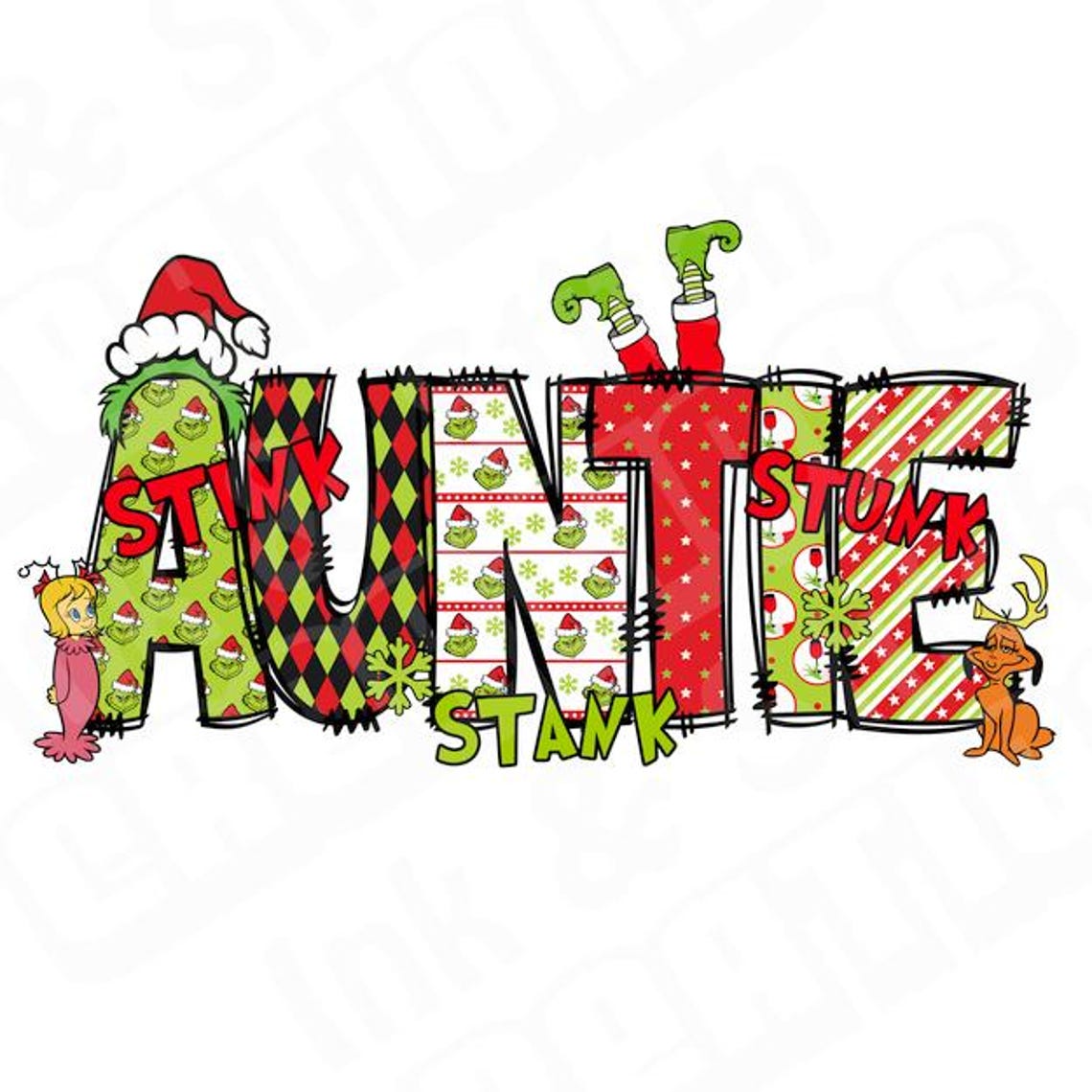 AUNTIE Grinch Christmas, Transparent Background, 300 or Better Dpi, Png ...