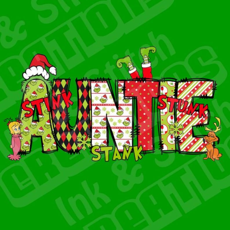 AUNTIE Grinch Christmas, Transparent Background, 300 or Better Dpi, Png ...