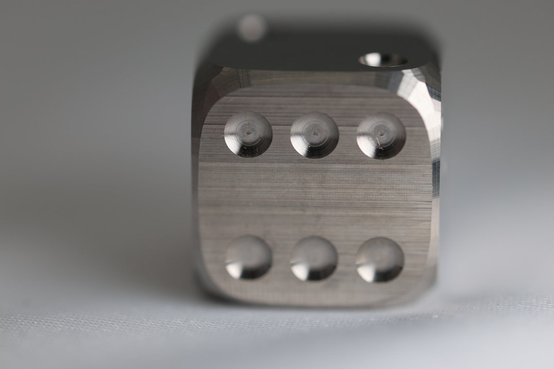 Titanium CNC Machined Dice Grade 10V-2FE-3AL Balanced Pips 16mm EDC USA ...