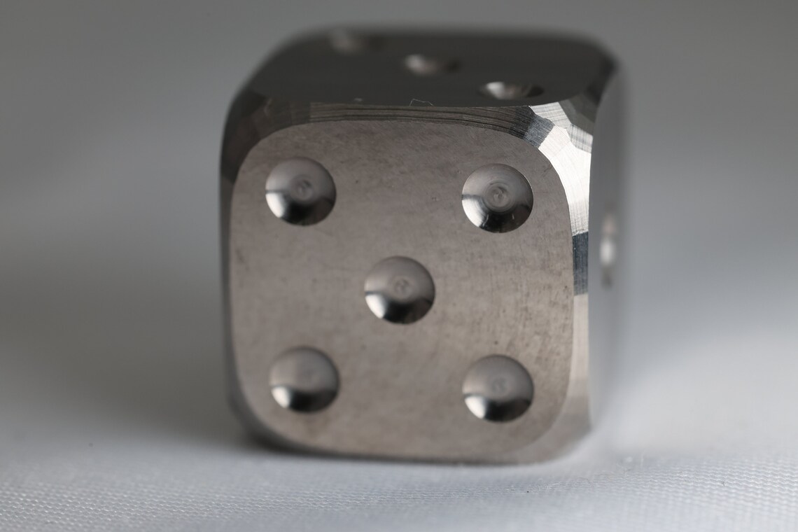 Titanium CNC Machined Dice Grade 10V-2FE-3AL Balanced Pips 16mm EDC USA ...