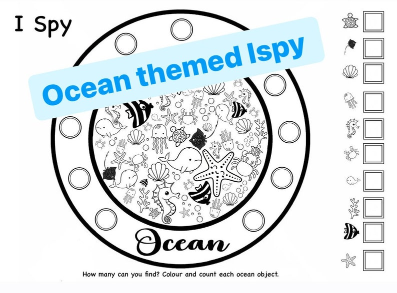 Ocean Themed I Spy Game / Worksheet - Etsy