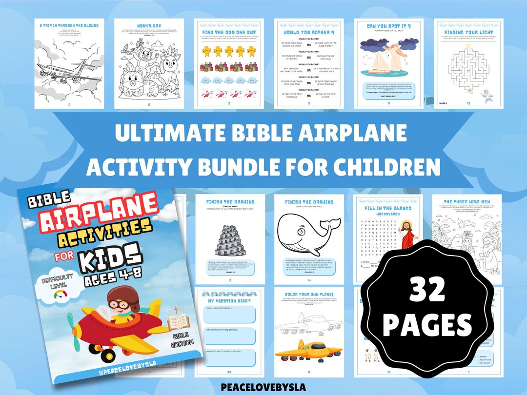 Kids Bible Activities for Travel | Airplane Games & Printable Workbook ...
