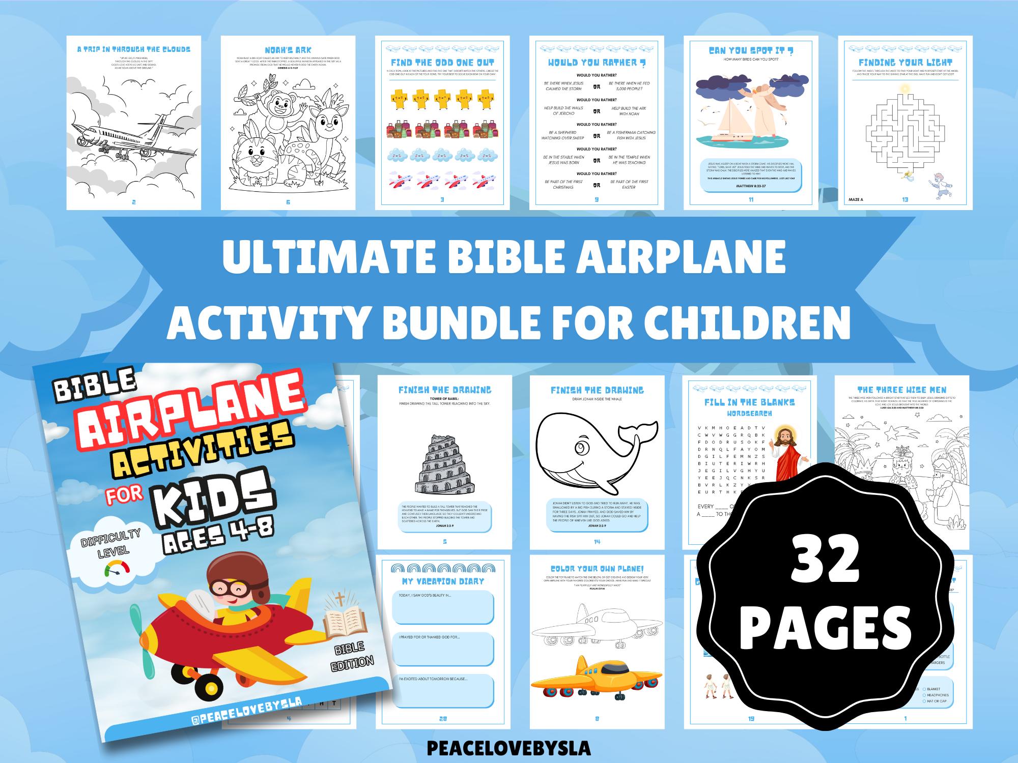 Kids Bible Activities for Travel | Airplane Games & Printable Workbook ...