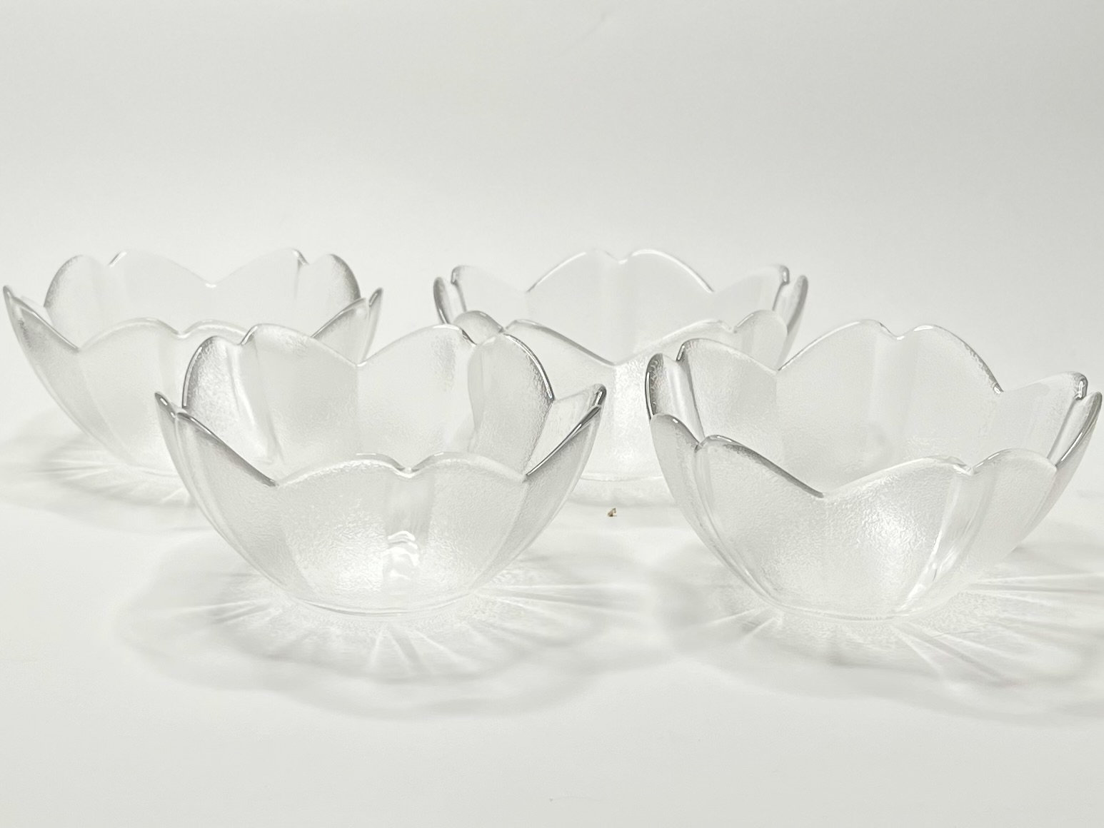 Vintage Arcoroc France Fleur Flower Glass Bowls Set of 4 Fruit Salad ...