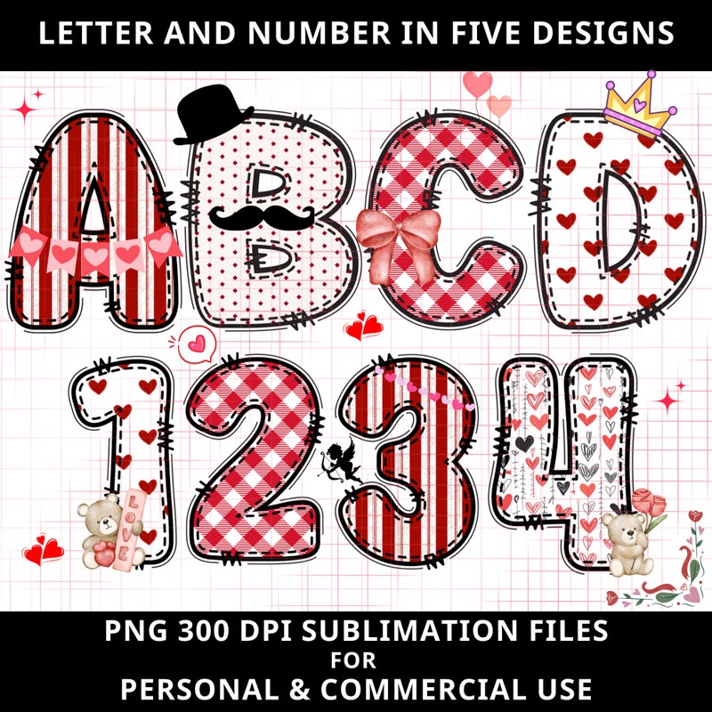 Doodle Font Number Valentine - Etsy UK