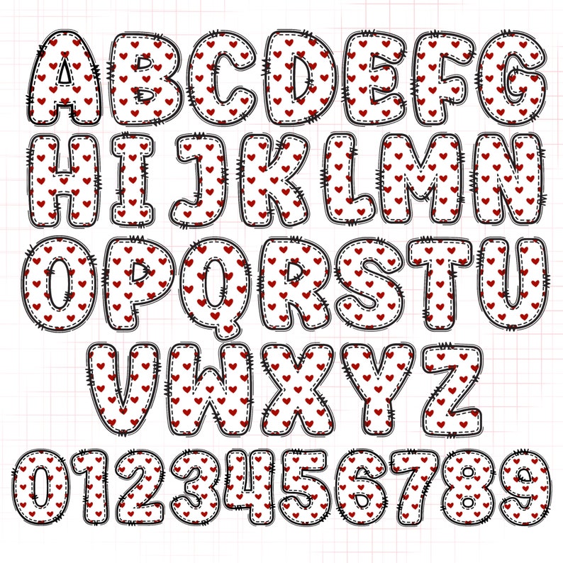 Valentine's Day Alphabet PNG, Valentines Doodle Letters With Clip Art ...