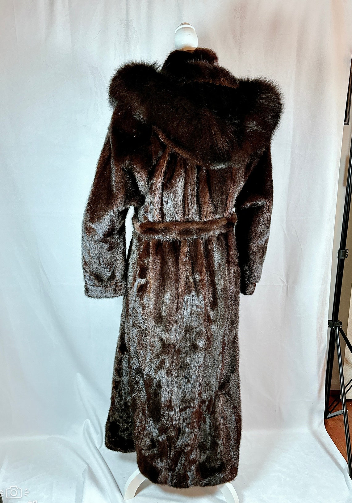 Mahogany Mink Fur Coat With Hood, Female Mink, Full Length (size ...