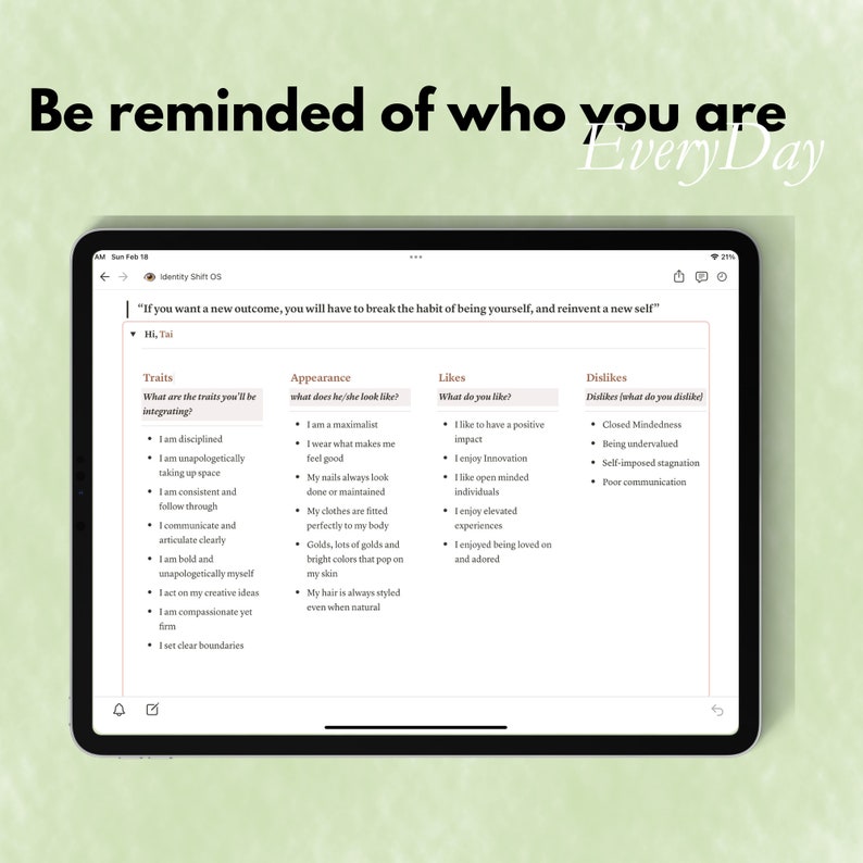 All in One Identity Shift Os Notion Template - Etsy
