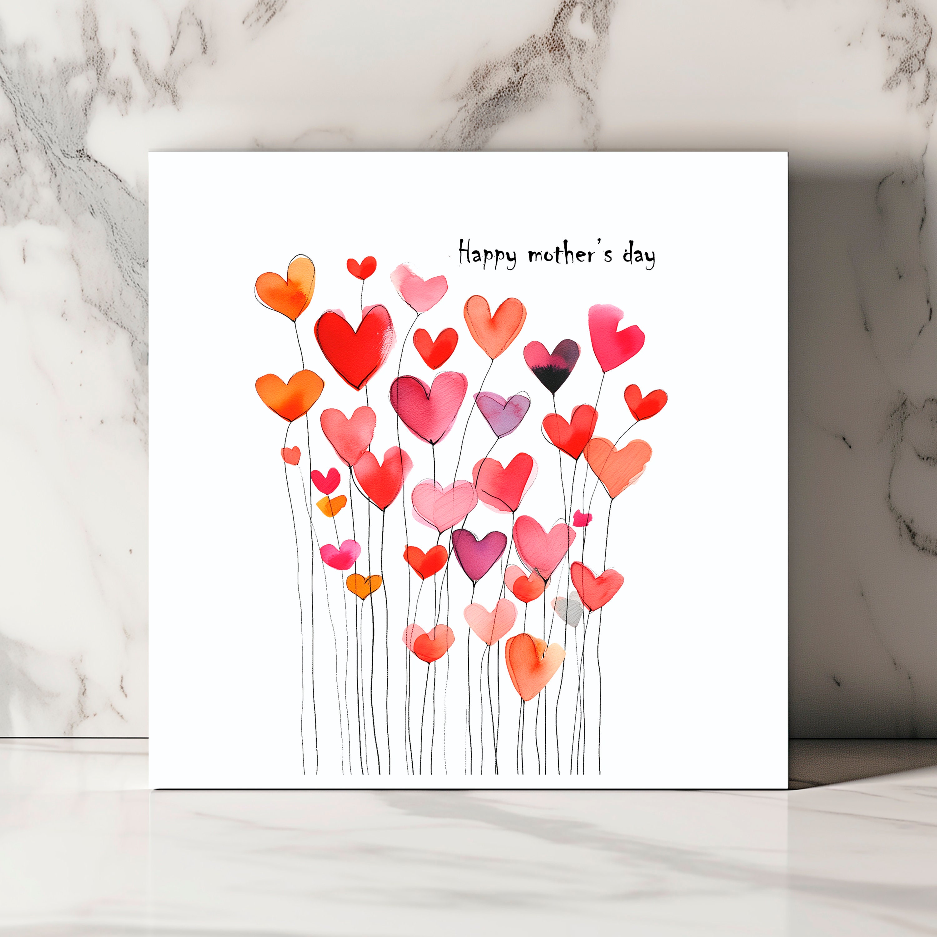 Mother's Day Card Customizable Love Hearts, Personalized Greeting Card ...