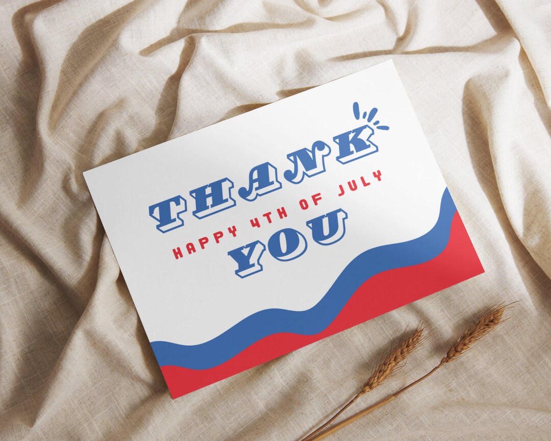 Patriotic 4th of July Thank You Business Card Canva Template Simple ...
