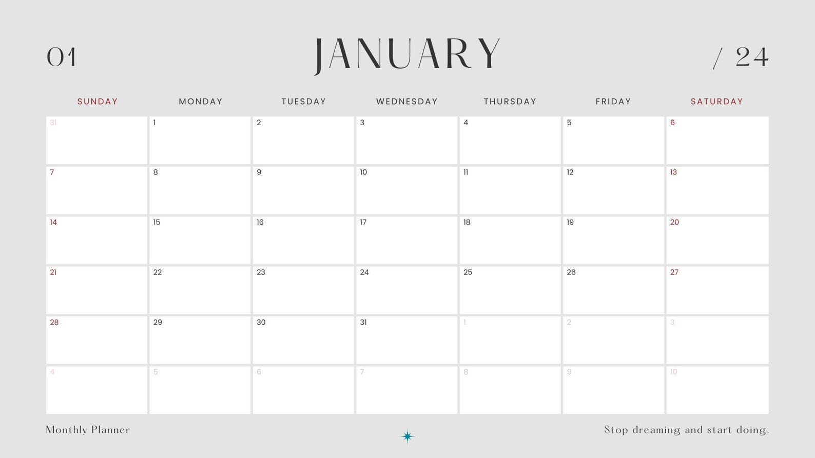 Editable 2024 Calendar Canva Template - Etsy