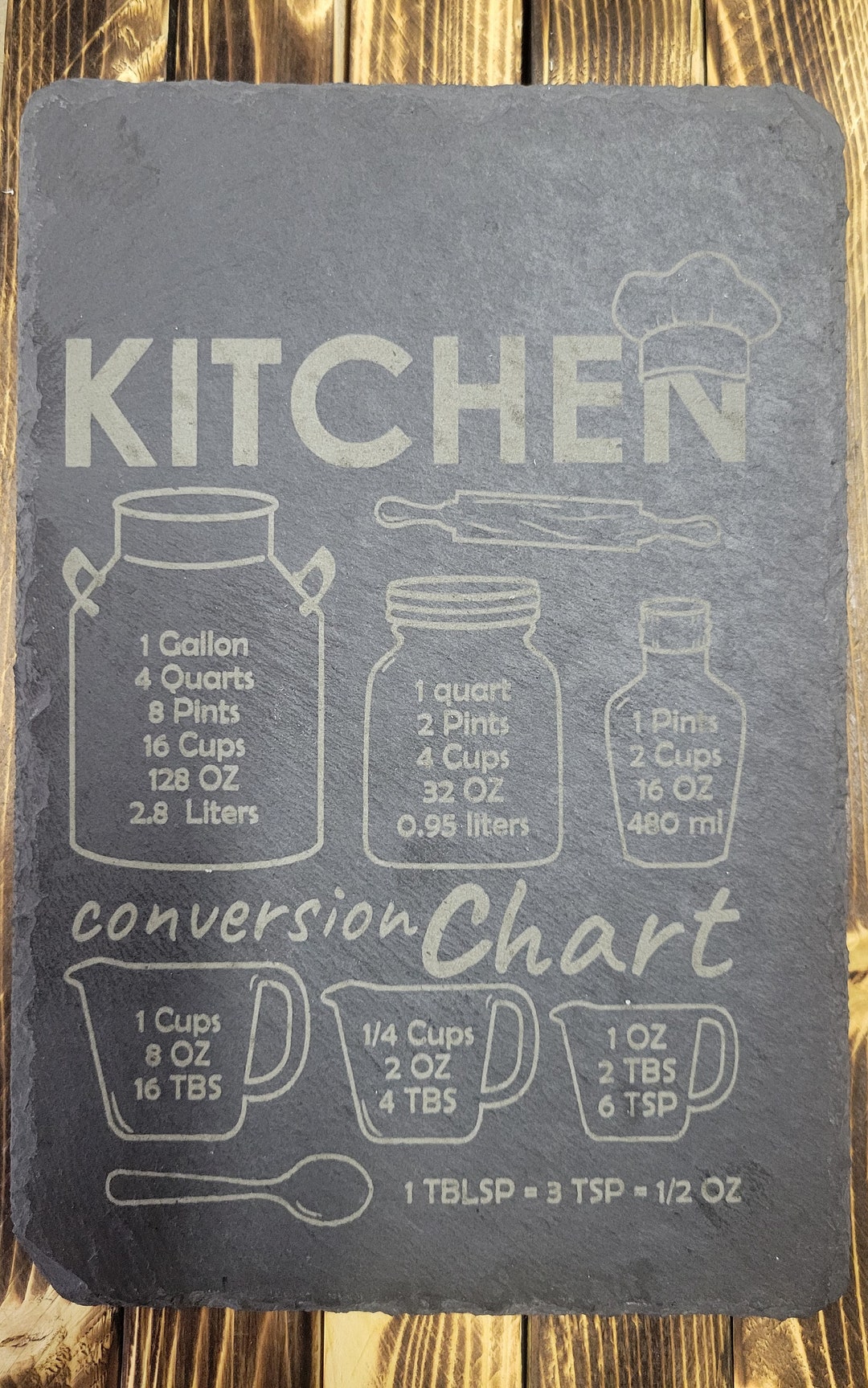 Kitchen Conversion Chart Slate Cheese Board - Etsy