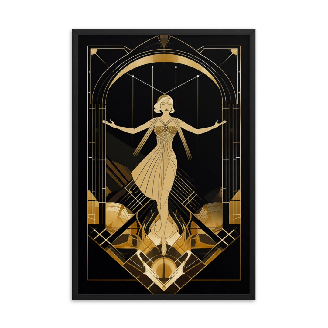 Art Deco Framed Wall Art Deco Style Vintage Home Decor Retro Art ...